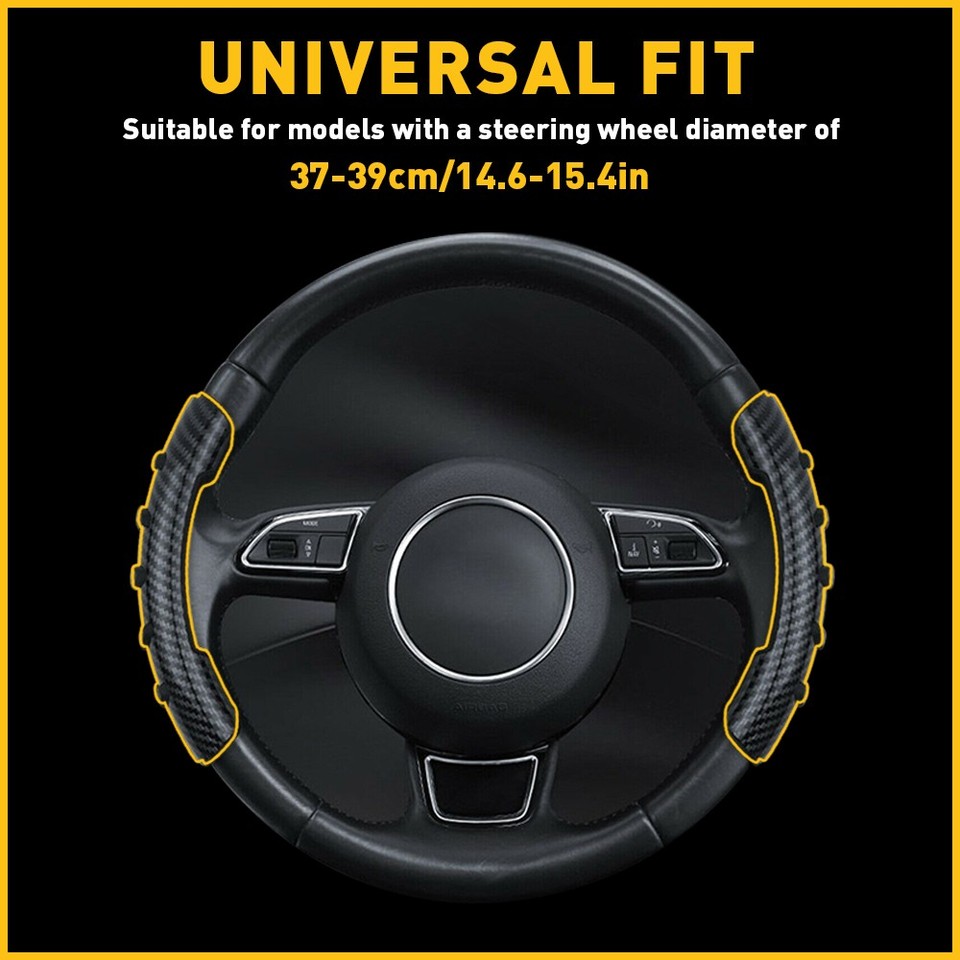 2x Non-Slip Car Steering Wheel Booster Cover Carbon Fiber Universal ...