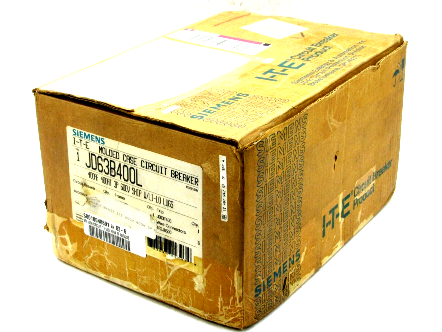 NEW SIEMENS JD63F400 CIRCUIT BREAKER 3P 600V WITH TRIP UNIT JD63B400L ...