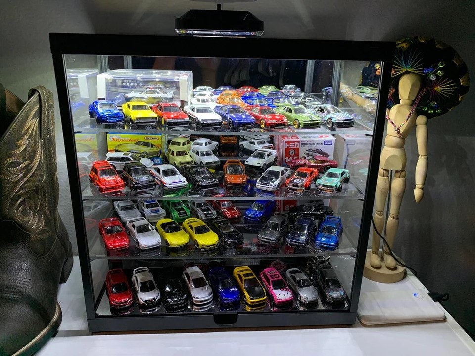 Car Display Case 4 Tier Acrylic LED Light 1/18 Model 1/24 Diecast 1/64 ...
