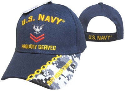 Blue US Navy PO2 Petty Officer 2nd Second Class Hat Ball Cap Veteran ...