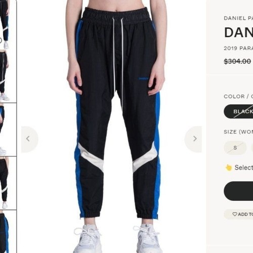 Daniel Patrick Parachute Pants womens XS Black Blue Track Pants ...
