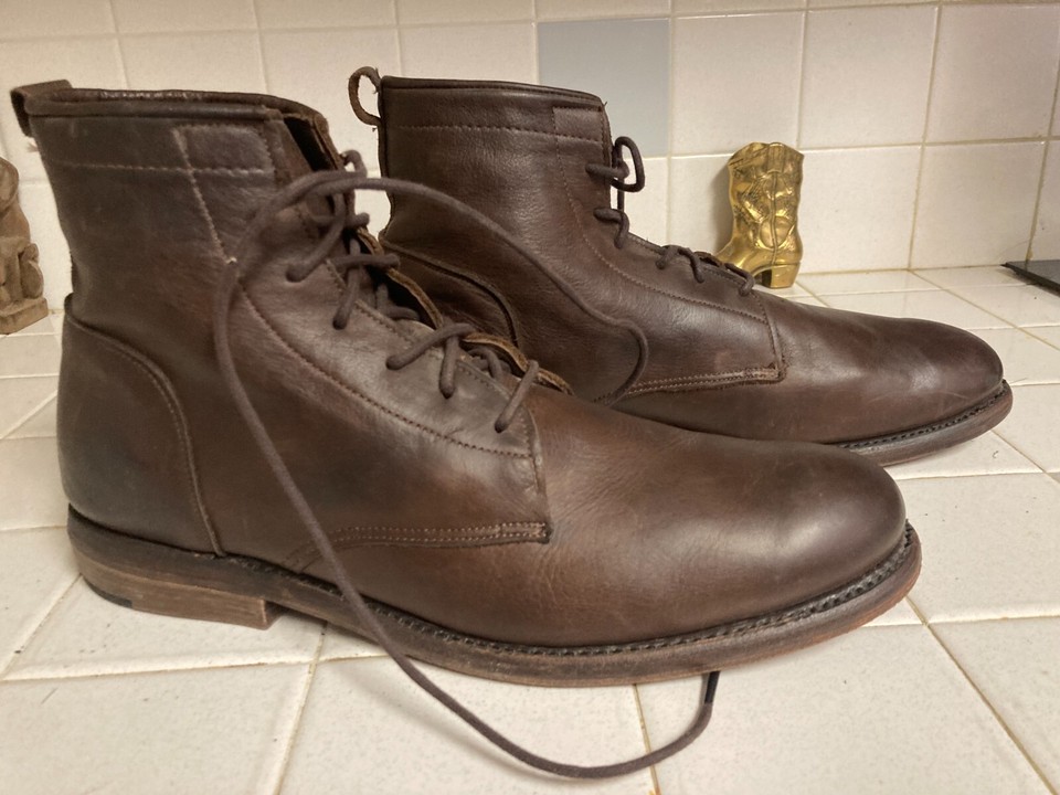 Vintage Shoe Company Lace up Prison Work Boot, Brown Leather, 13 M ...