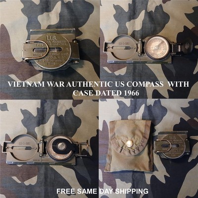 VIETNAM WAR AUTHENTIC US COMPASS WITH CASE DATED 1966 GREAT WORKING ...