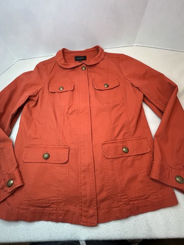 Talbots Denim Zip Jacket Women’s 10 Orange Stretch Cotton LS | eBay