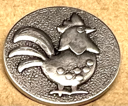 Unique Raised Design of ROOSTER CHICKEN Silver Color Metal Button 1” | eBay