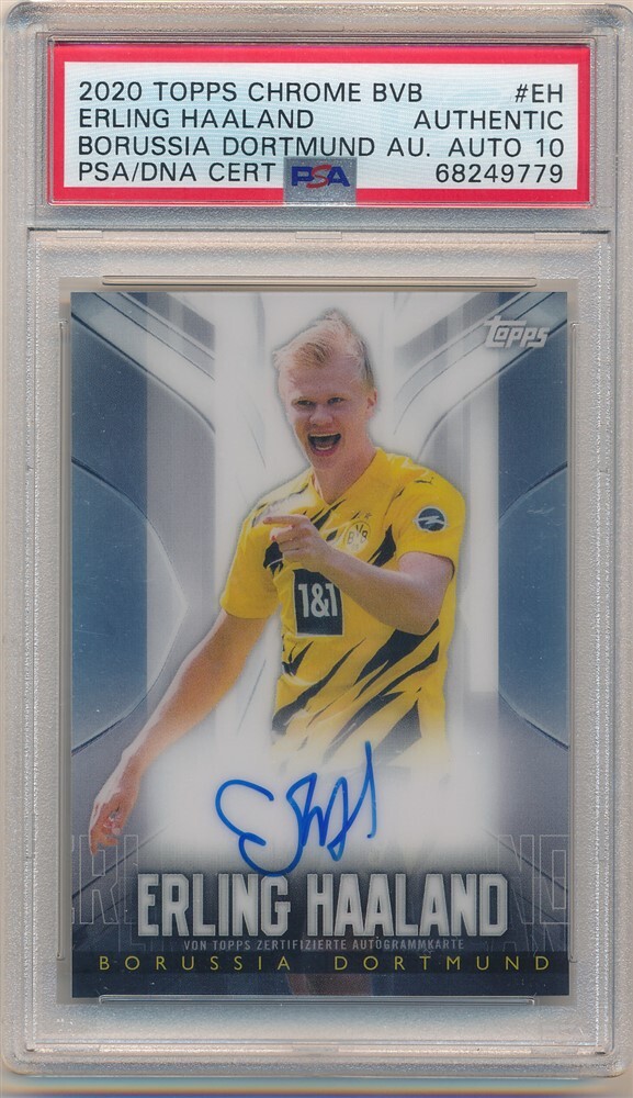 ERLING HAALAND 2020/21 TOPPS CHROME BVB RC ROOKIE AUTOGRAPH SP #/44 PSA ...