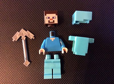 New Lego Minecraft Steve Minifigure with Armor Weapon from set 21124 ...