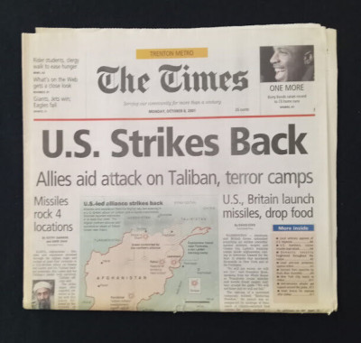 Times of Trenton October 8 2001 "U.S. STRIKES BACK" | eBay