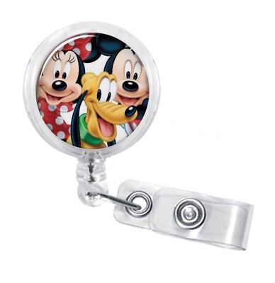 Disney Minnie, Pluto And Mickey Mouse Retractable Badge Name Tag ID ...