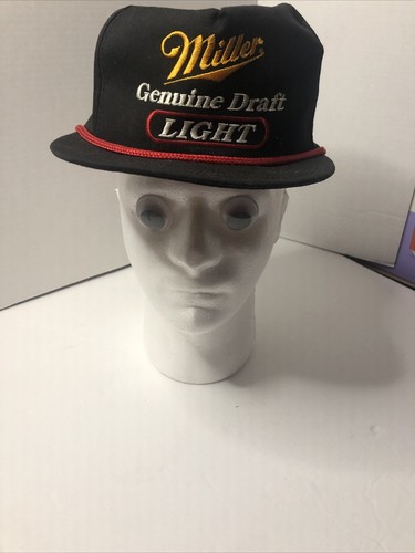 Vintage MILLER GENUINE DRAFT LIGHT Beer Rope Trucker Leather Strap Cap ...