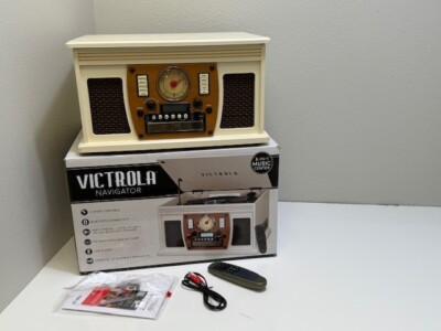 Victrola 8-in-1 Bluetooth Record Player & Multimedia Center, Built-in ...