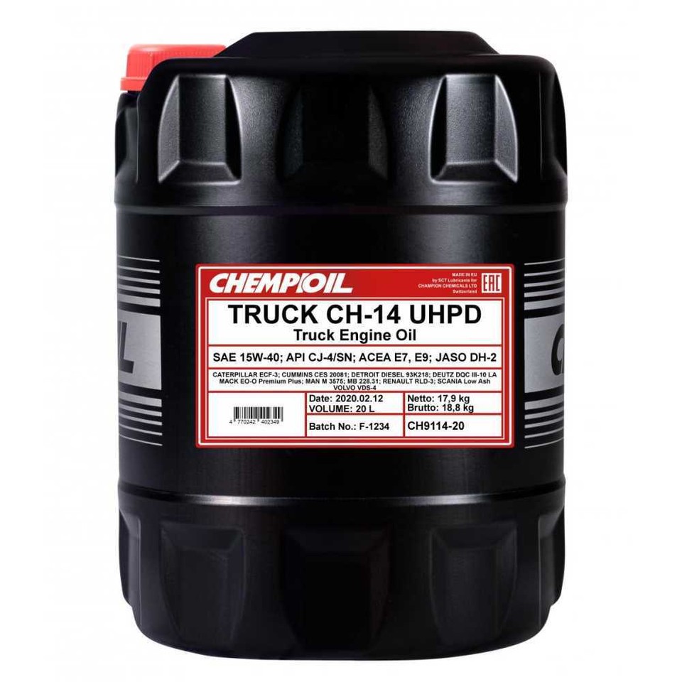 20L CHEMPIOIL Premium Motoröl CH-14 TRUCK UHPD 15W-40 CATERPILLAR ECF-3 ...