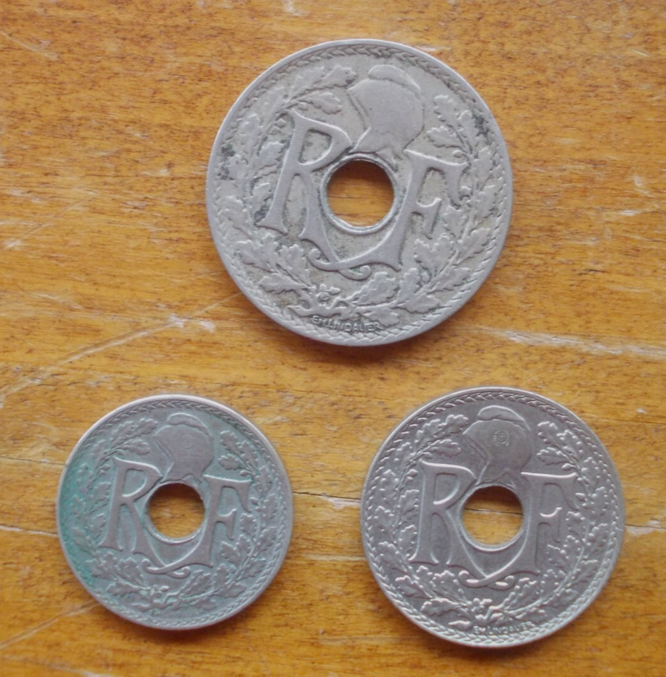 French Coins RF Liberte Egalite Fraternite 1918-1926 Antique 5, 10, 25 ...