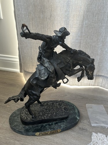 Bronco Buster Bronze Statue Sculpture by "Frederic Remington" -13-1/2 ...
