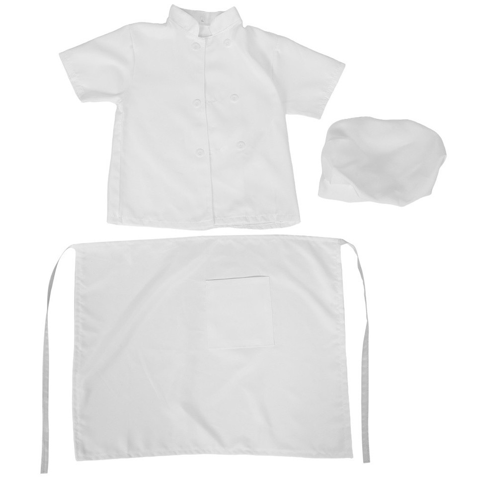 Kids Chef Costume Set Children Apron And Hat White Cooking Outfit For ...