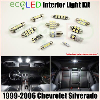 Fits 1999-2006 Chevrolet Silverado WHITE LED Interior Light Package Kit ...