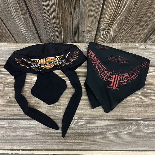 Vintage Harley Davidson Motorcycles Black Skull Cap Bandana Head Wrap ...