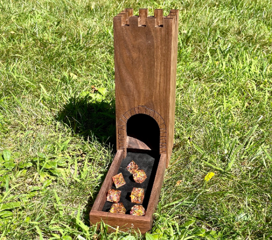 Black Walnut Wood Castle Dice Tower Handmade Dice Rolling System DND RPG 5e | eBay