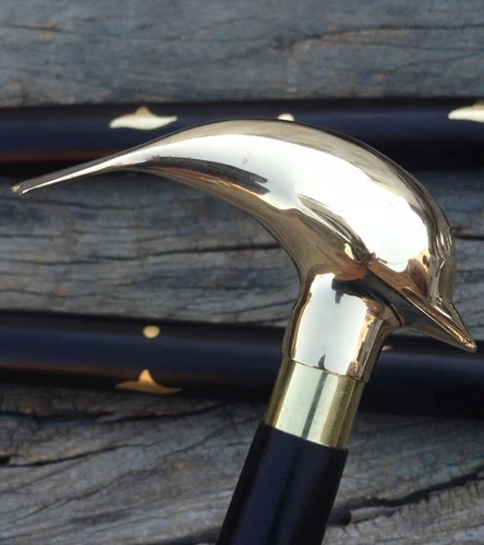 Solid Brass Dolphin Head handle Wands Wooden Walking Sick Cane new ...