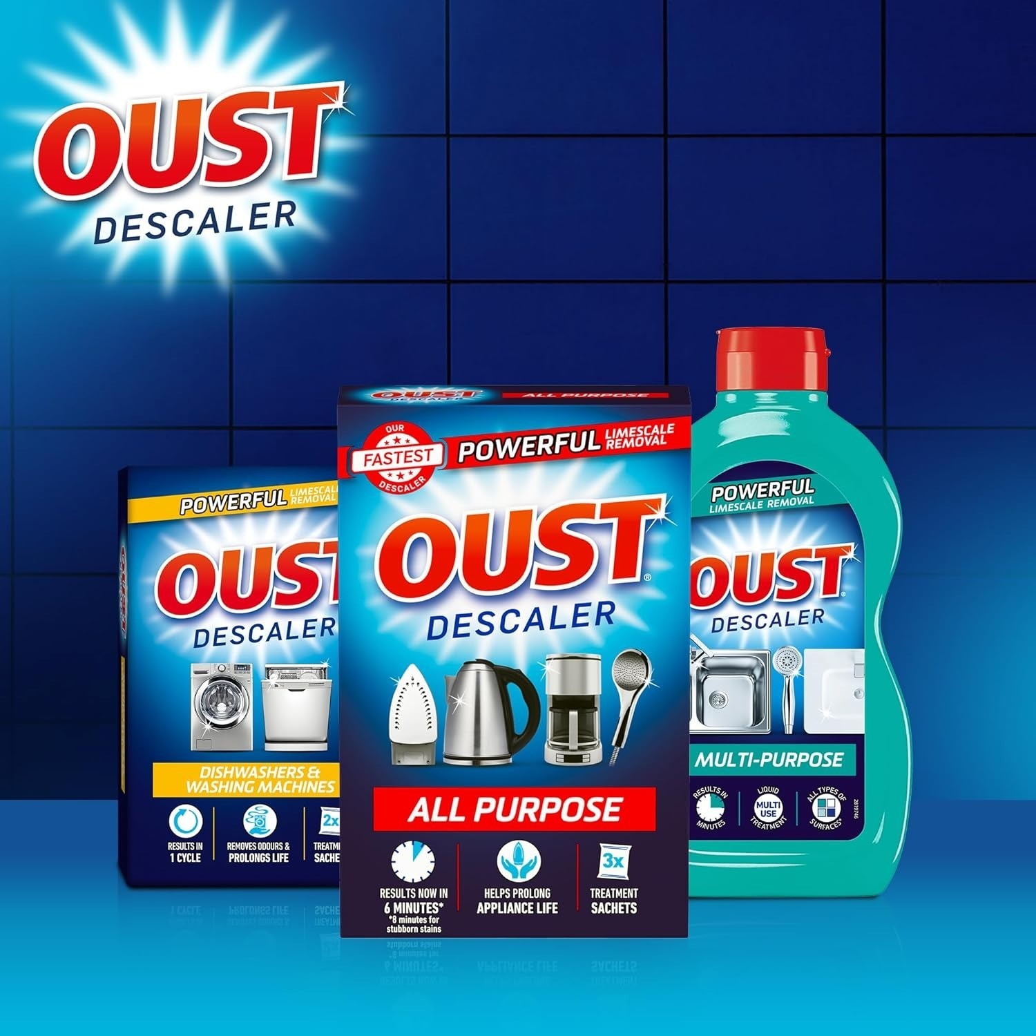 Oust Descaler All Purpose Powerful Limescale Remover 3 Sachets x 6 (18 ...