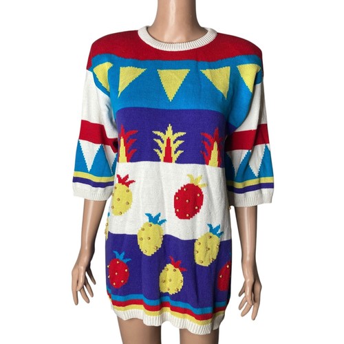 Vintage Carducci Sweater Womens Small Pineapple Beaded MultiColored ...