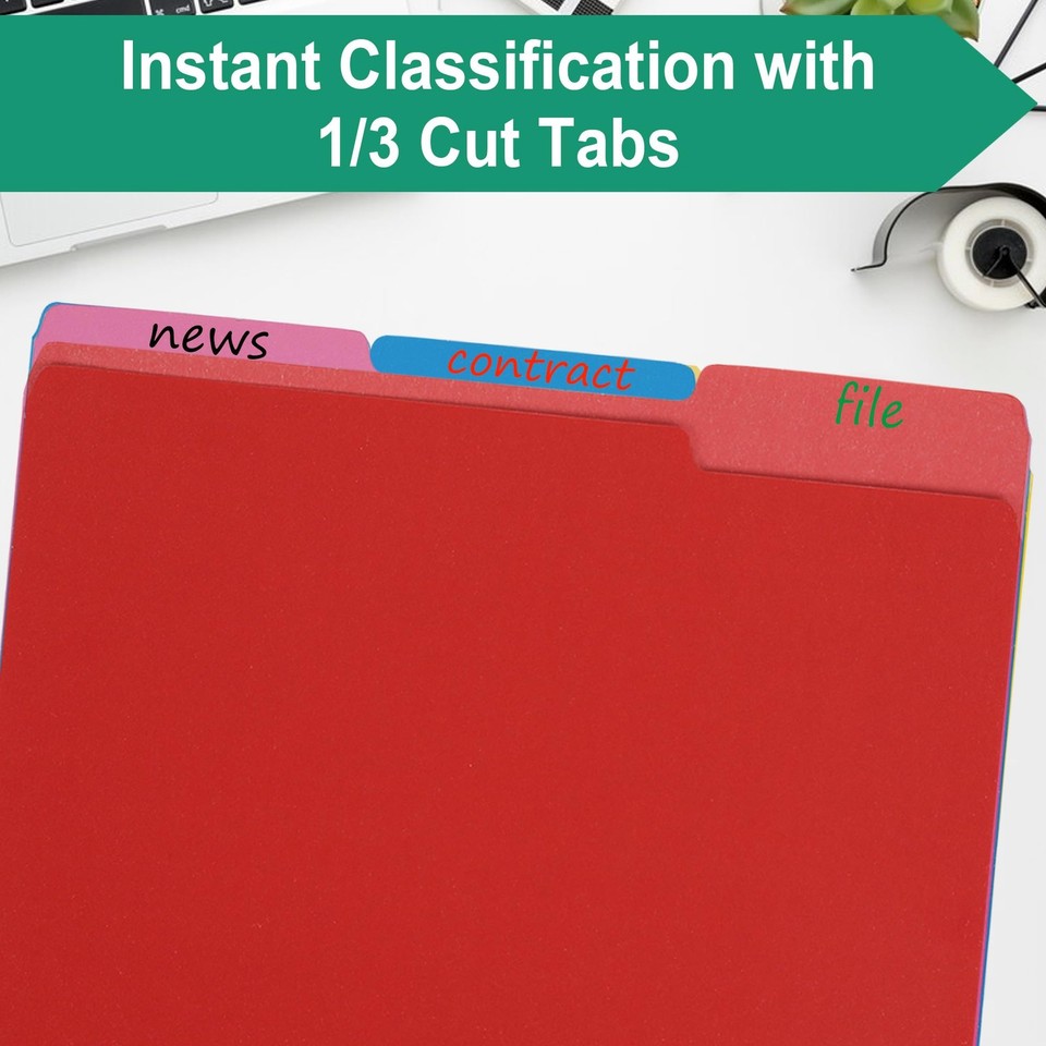 18 Packs Red File Folders-Colored File Folders Letter Size,1/3 Cut Tab ...