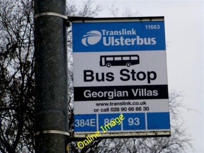 Photo 6x4 Georgian Villas Translink Bus stop sign, Omagh An Oghmagh ...
