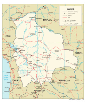 Bolivia Road Highway Transportation Transport Map Country Nation Print ...