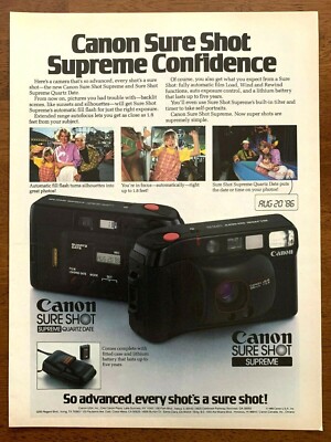 1986 Canon Sure Shot Supreme Camera Vintage Print Ad/Poster 80s Retro ...