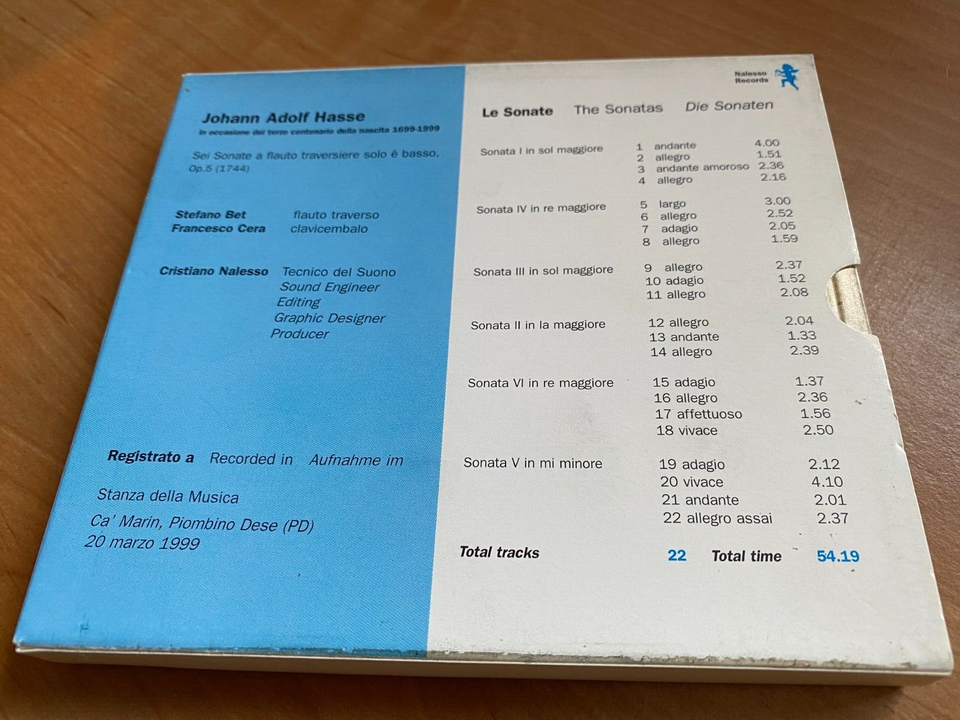 Johann Adolf Hasse -Il Sassone a Venezia - Op 5 - CD | eBay