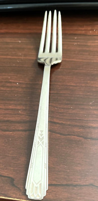 Vtg Wm Rogers & Sons IS Dinner Fork Geometric Motif Design 7.5" (L ...