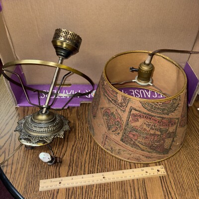 Vintage Brass? Lamp w/ Boston & Maine Railroad RR Shade Needs Repair ...