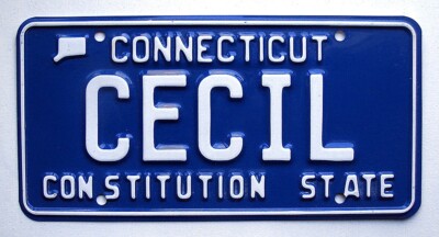 Connecticut Vanity License Plate CECIL | eBay