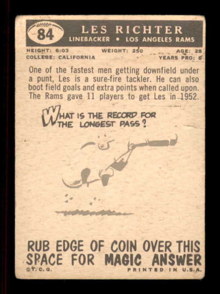 1959 Topps #84 Les Richter G LA Rams 550503 | eBay