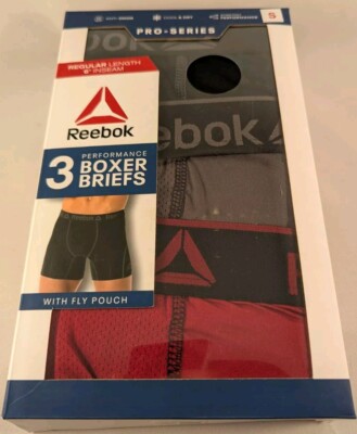 Reebok Mens Small Pro-Series 3-Pack Performance Regular Length Boxer ...