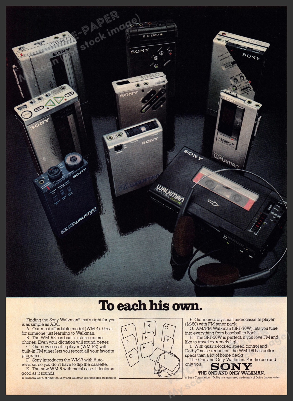 Sony Walkman 1980s Print Advertisement 1982 Different Models | eBay