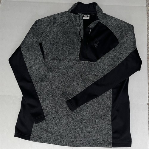 Spyder Jacket Adult 2XL Gray Black Pullover Quarter Zip Half Waffle ...