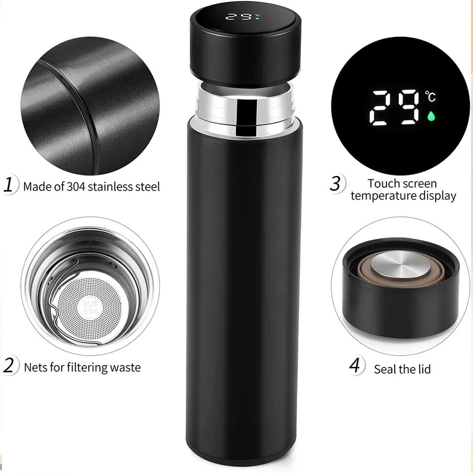 Smart Insulated Mug Stainless Steel Vacuum Cup Thermos Bottle LED ...