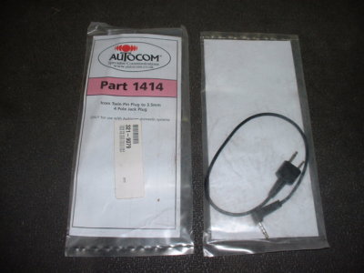 Autocom # 1414, Icom Twin Pin Plug to 3.5 mm 4-pole Jack Plug, 300 mm ...