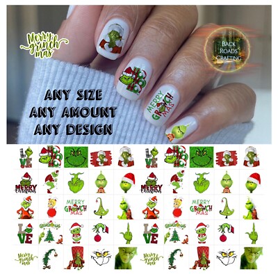 Christmas Grinch Waterslide Nail Art Decals Set Of 50 Instructions ...
