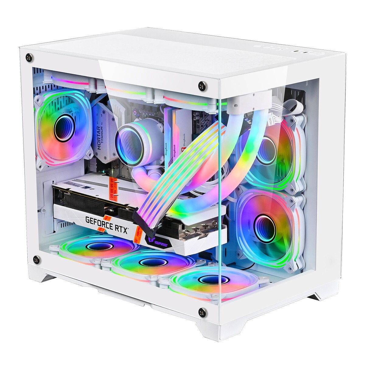CiT Concept White MATX Gaming Cube PC Case with Tempered Glass Panels 3 ...