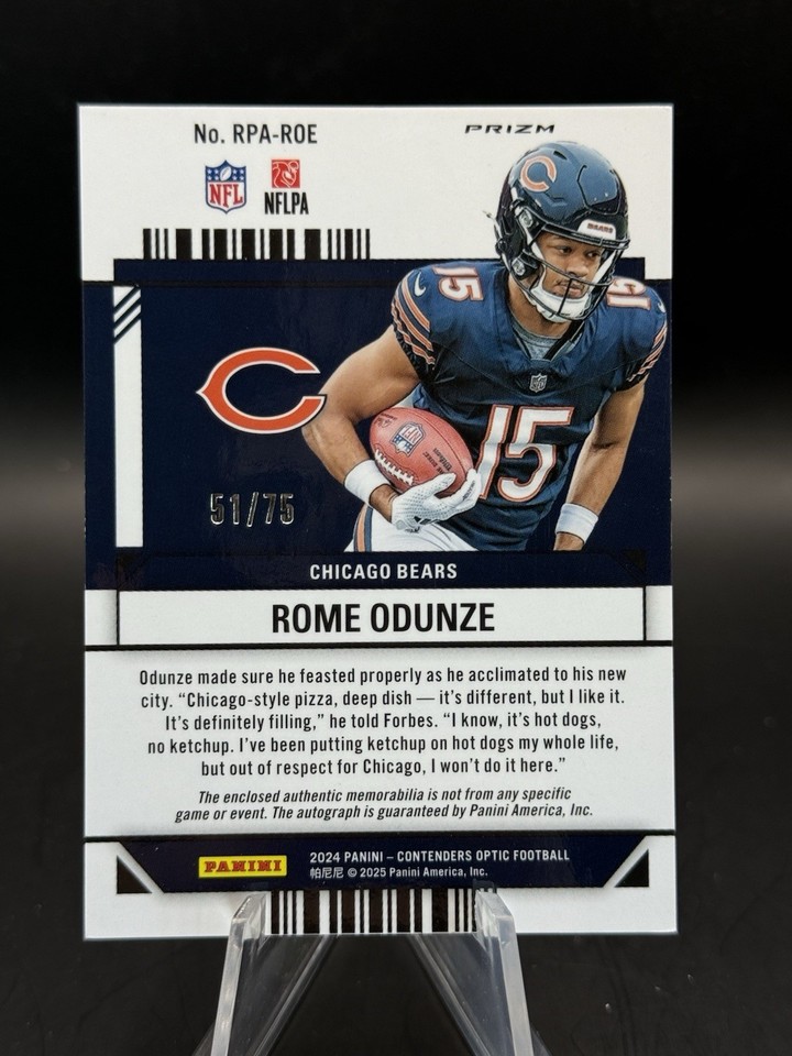 2024 Panini Contenders Optic /75 Holo Rookie Patch Auto ROME ODUNZE ...