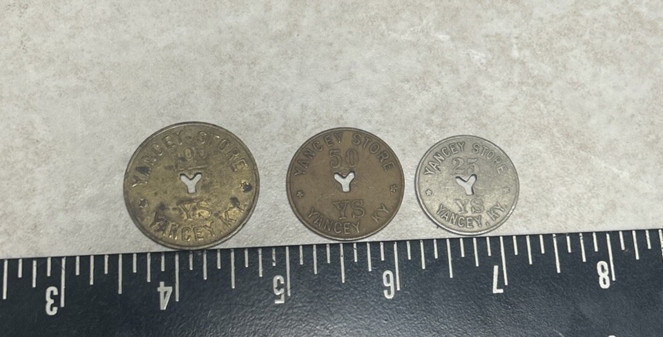 Rare 3 Piece Set Coal Script Token Yancey Store - Yancey Kentucky Zero ...