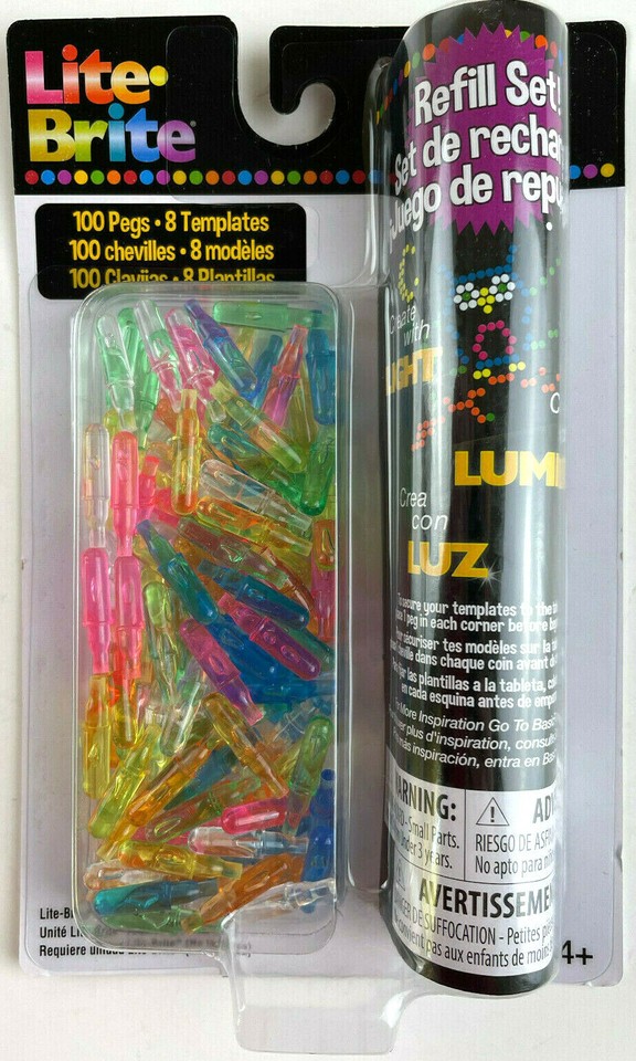 Lite-Brite Peg/Paper Refill-100 Pegs,8 Templates (fit Light Bright ...