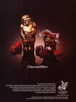 GODIVA CHOCOLATE AD #03 MAGAZINE promo AD 1987 "CLAUS AND EFFECT ...