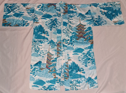 Vtg Japanese Yukata Kimono Shirt Robe Open Front 50” Chest | eBay