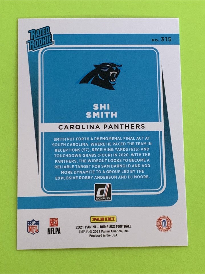 2021 Panini Donruss Shi Smith Rated Rookie #315 Carolina Panthers RC ...