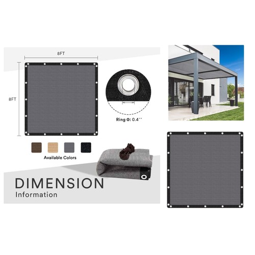 Versatile 8x8 FT Outdoor Sun Screen Fabric with 90% UV Protection ...
