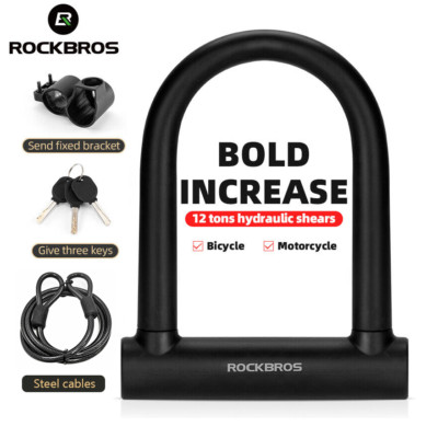 ROCKBROS Bike U Lock Anti-theft Cycling U-Shape Lock Motorcycle Alloy ...