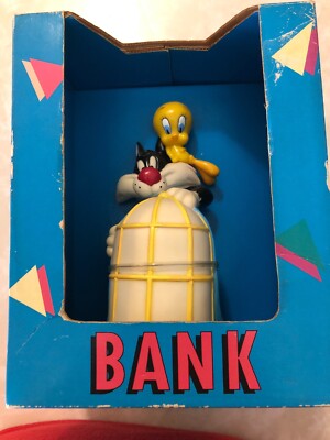 Vintage New Looney Tunes Sylvester & Tweety Coin Bank Happiness Express ...